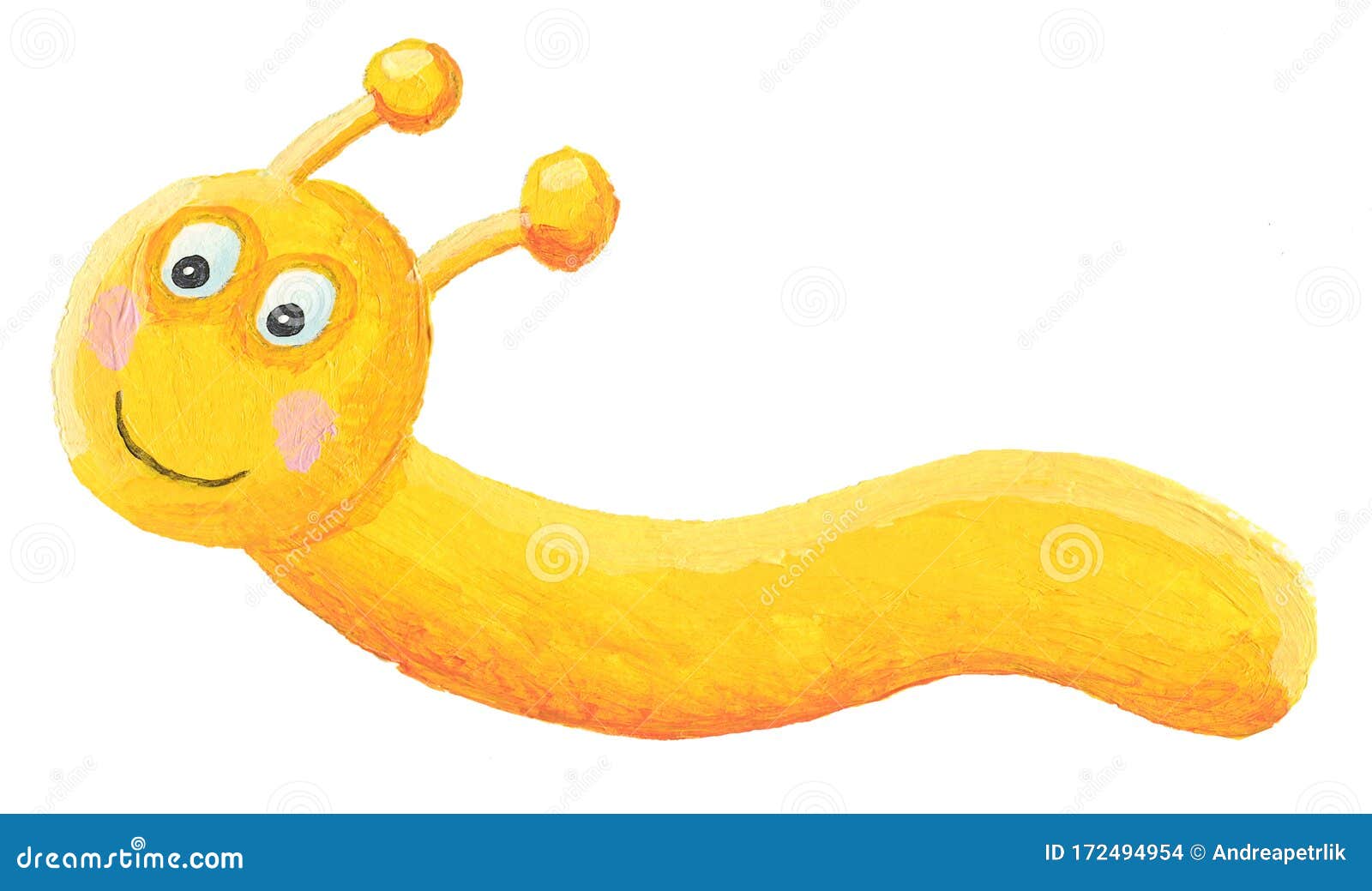 Acrylic Illustration of Cute Fast Yellow Worm Stock Illustration ...