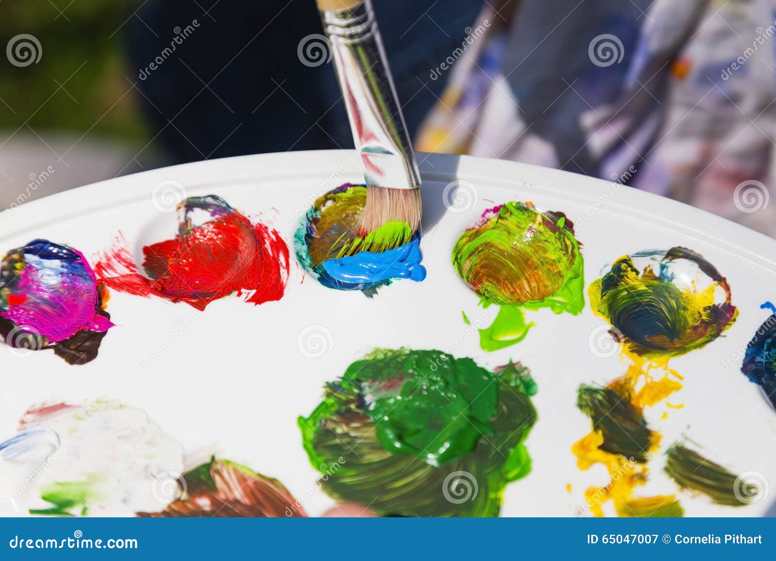 Acrylic on a mixed pallet stock image. Image of therapy - 65047007