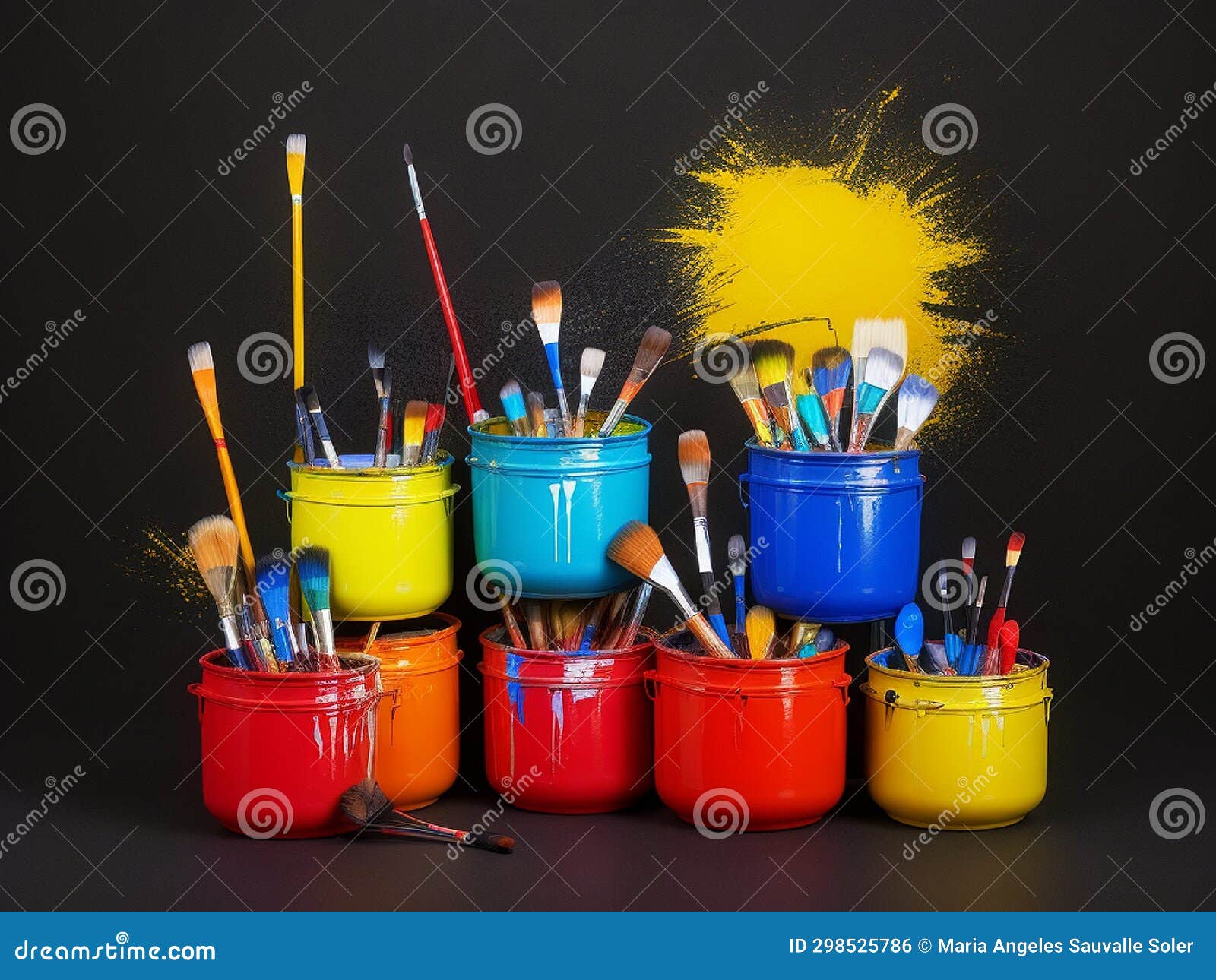 Acrylic Paint of Different Primary Colors Stock Illustration ...