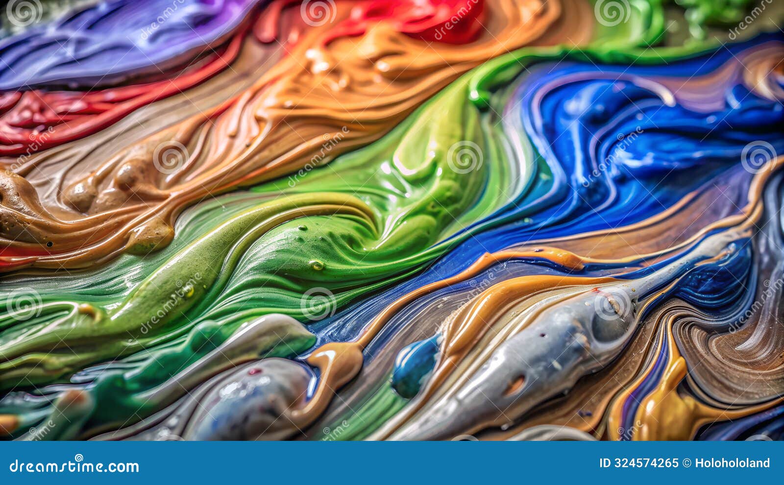 Acrylic Paint Surface that Looks Thick, Layered in Multiple Colors. Top ...