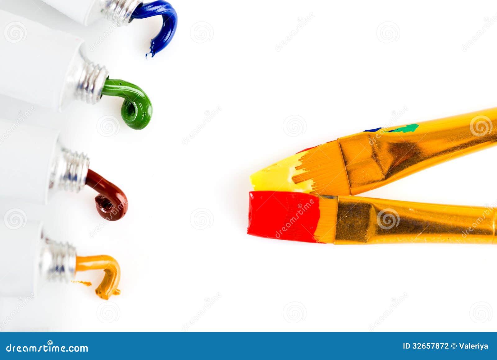 Acrylic Paint in Tubes and Brushes Stock Photo - Image of color ...