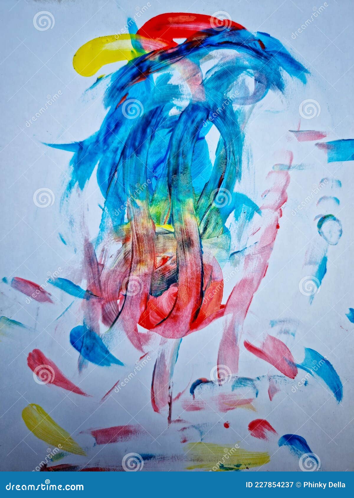 Acrylic Painting with Fingers, Use Three Colors Stock Image - Image of ...