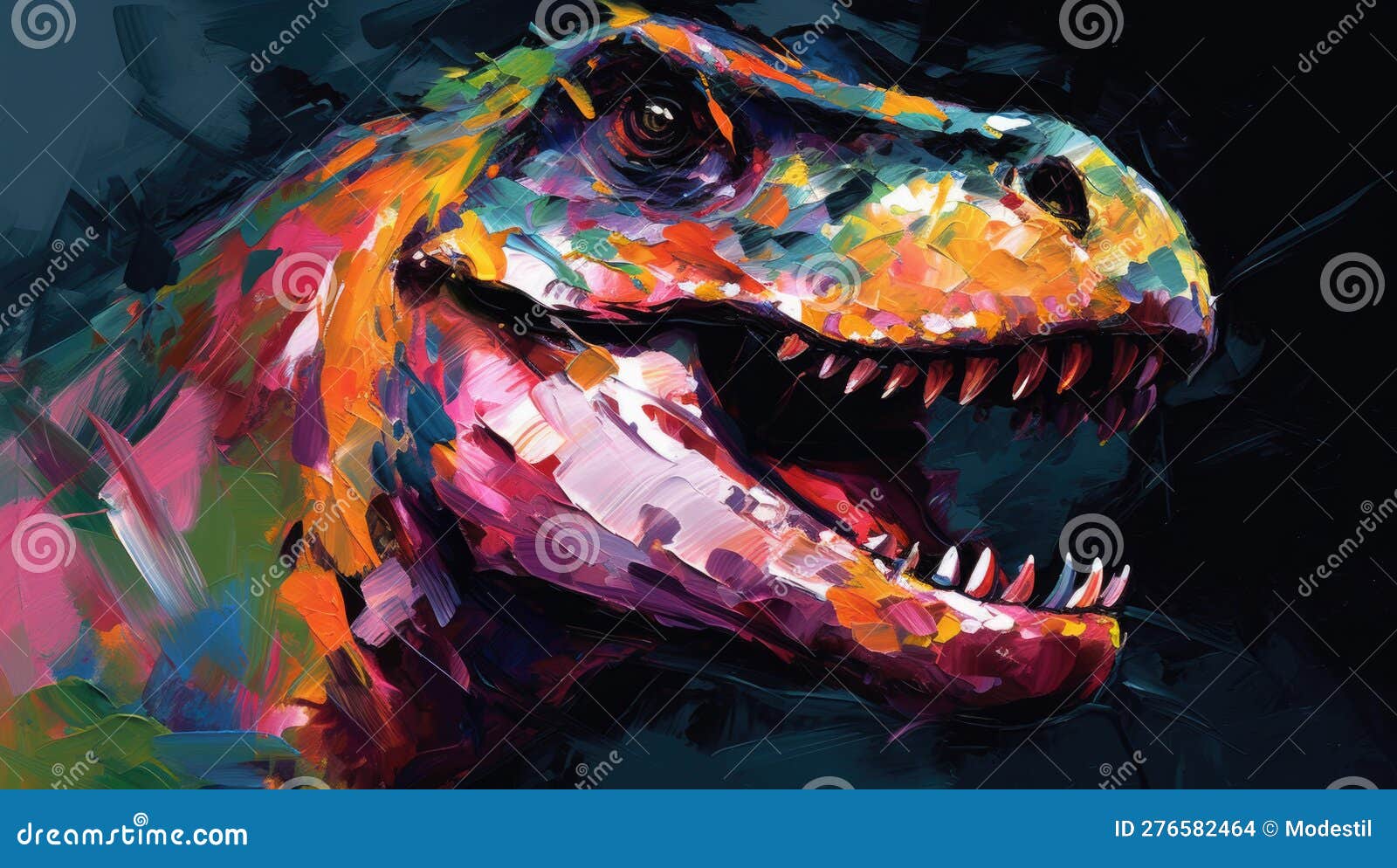Acrylic Painting of a T-rex - Generative AI Stock Illustration ...
