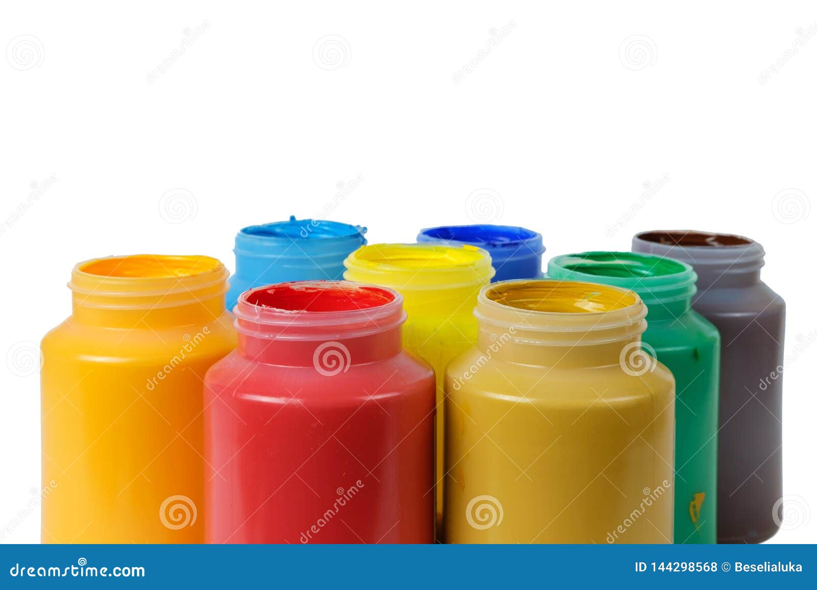 Acrylic Paints in the Plastic Containers Stock Photo - Image of closeup ...