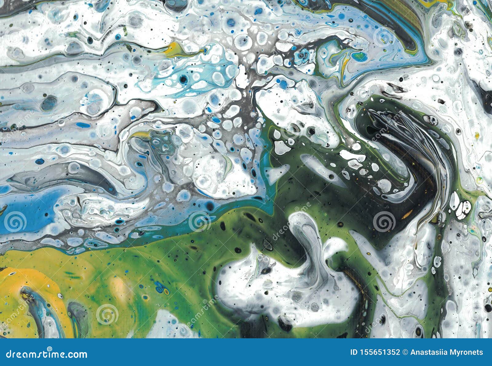 Acrylic Pouring, Abstract White and Green Background Stock Photo ...