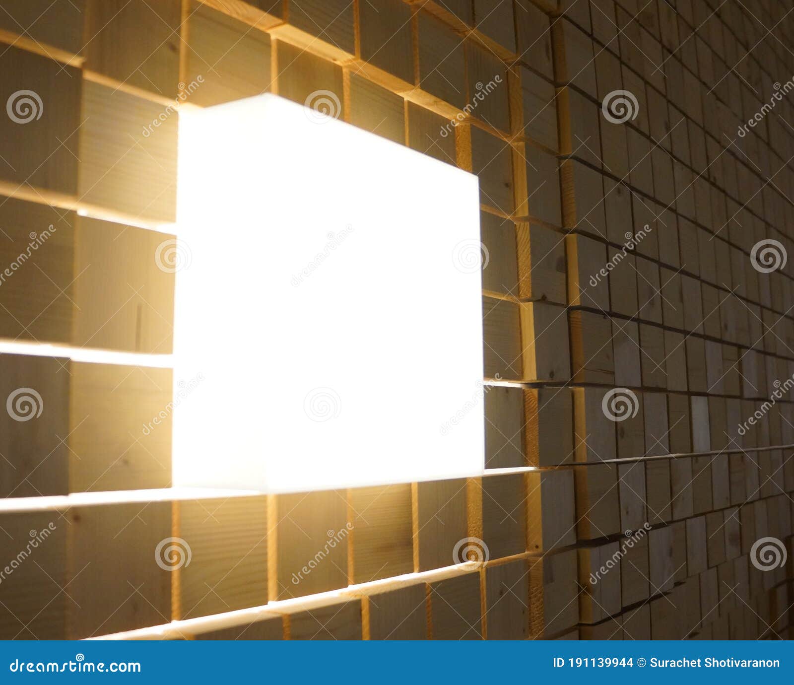 Acrylic Square Light Box on the Square Wood Cube are Decorated on the ...