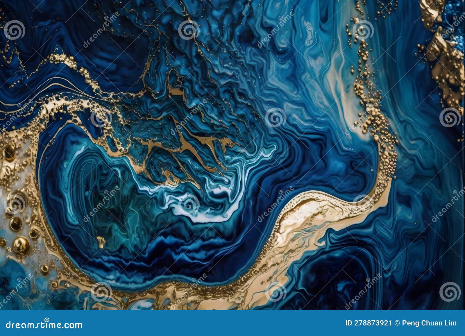 Acrylic Texture with Marble Azure Blue and Gold Colour Stock ...