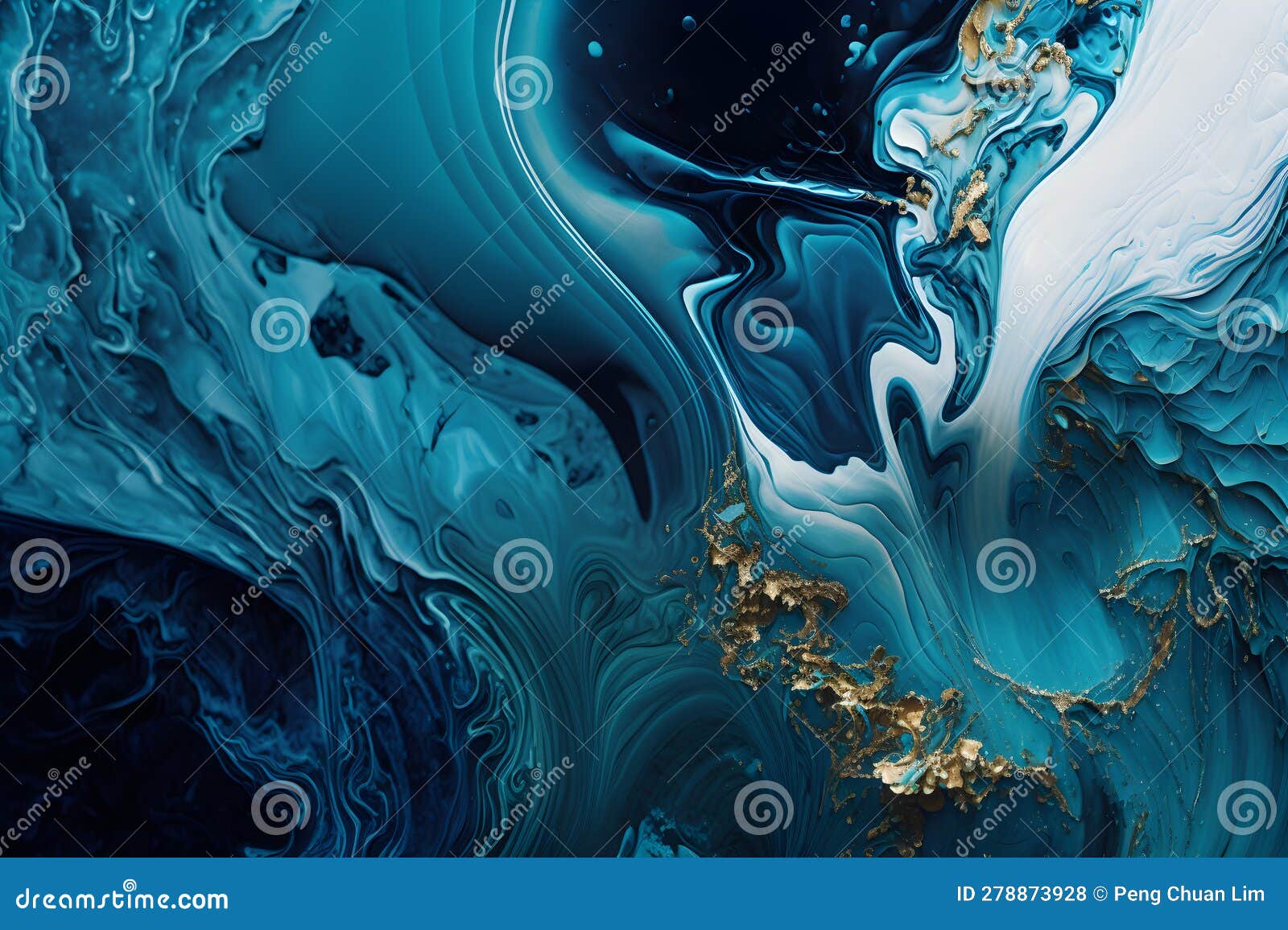 Acrylic Texture with Marble Azure Blue and Gold Colour Stock ...