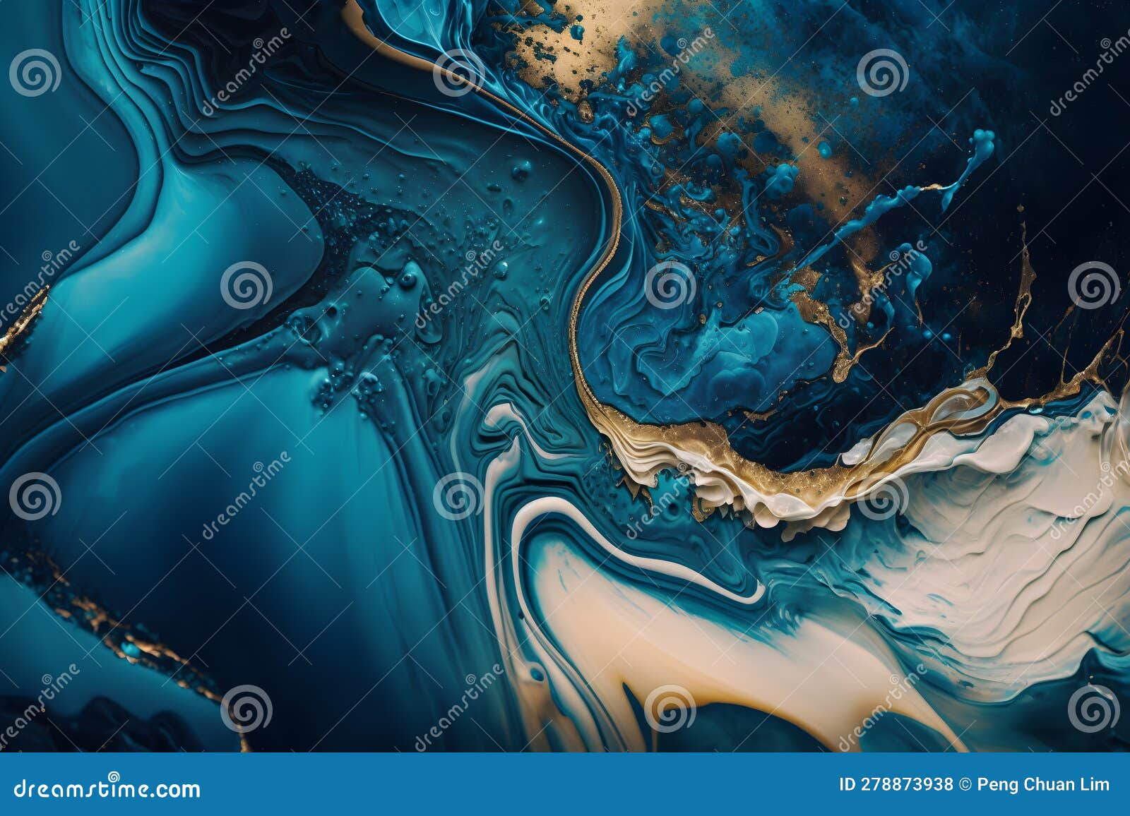 Acrylic Texture with Marble Azure Blue and Gold Colour Stock ...