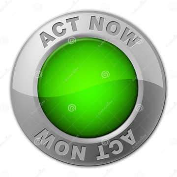 Act Now Button Shows at the Moment and Acting Stock Illustration ...