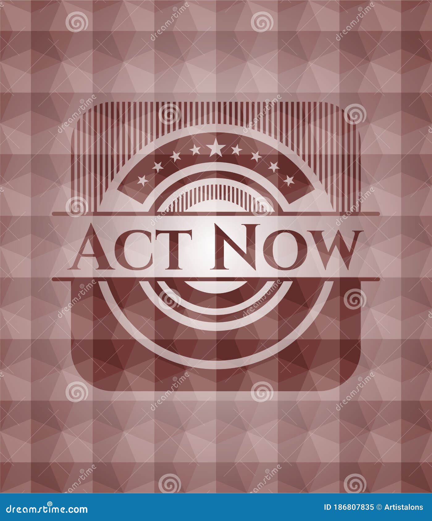 Act Now Red Emblem or Badge with Abstract Geometric Pattern Background ...