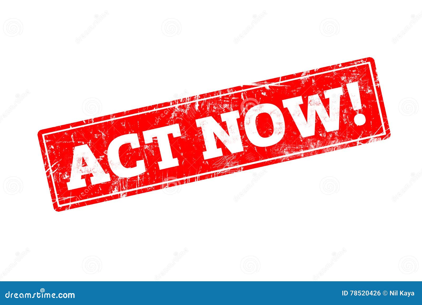 ACT NOW Word Written on Red Rubber Stamp. Stock Illustration ...