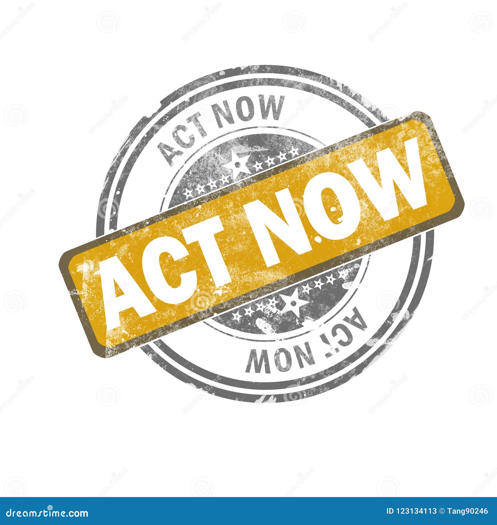 Act Now Yellow Vintage Stamp Stock Illustration - Illustration of ...
