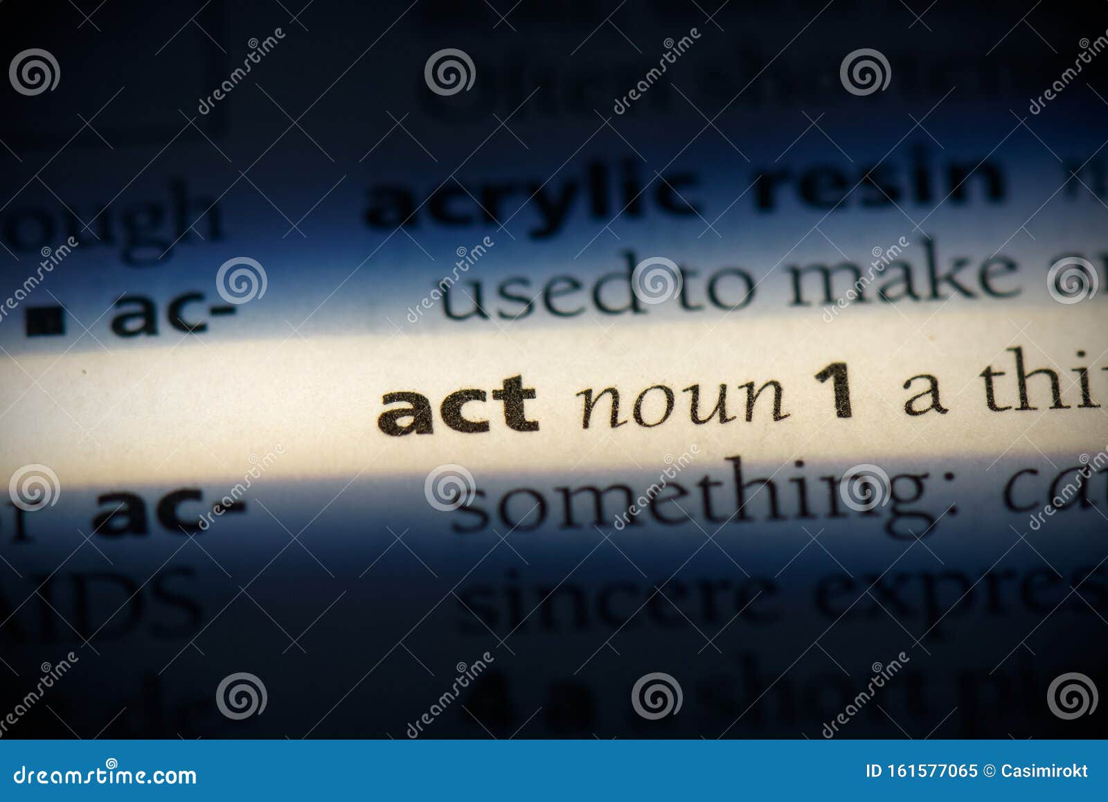 Act stock image. Image of macro, linguistic, definition - 161577065