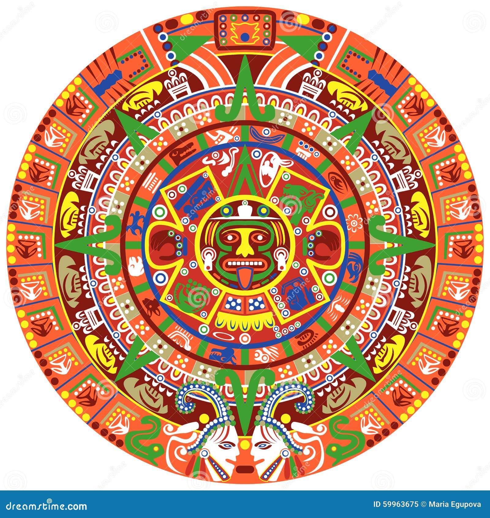 Aztec Calendar. Set Of Aztec Labels And Elements. Vector Set ...