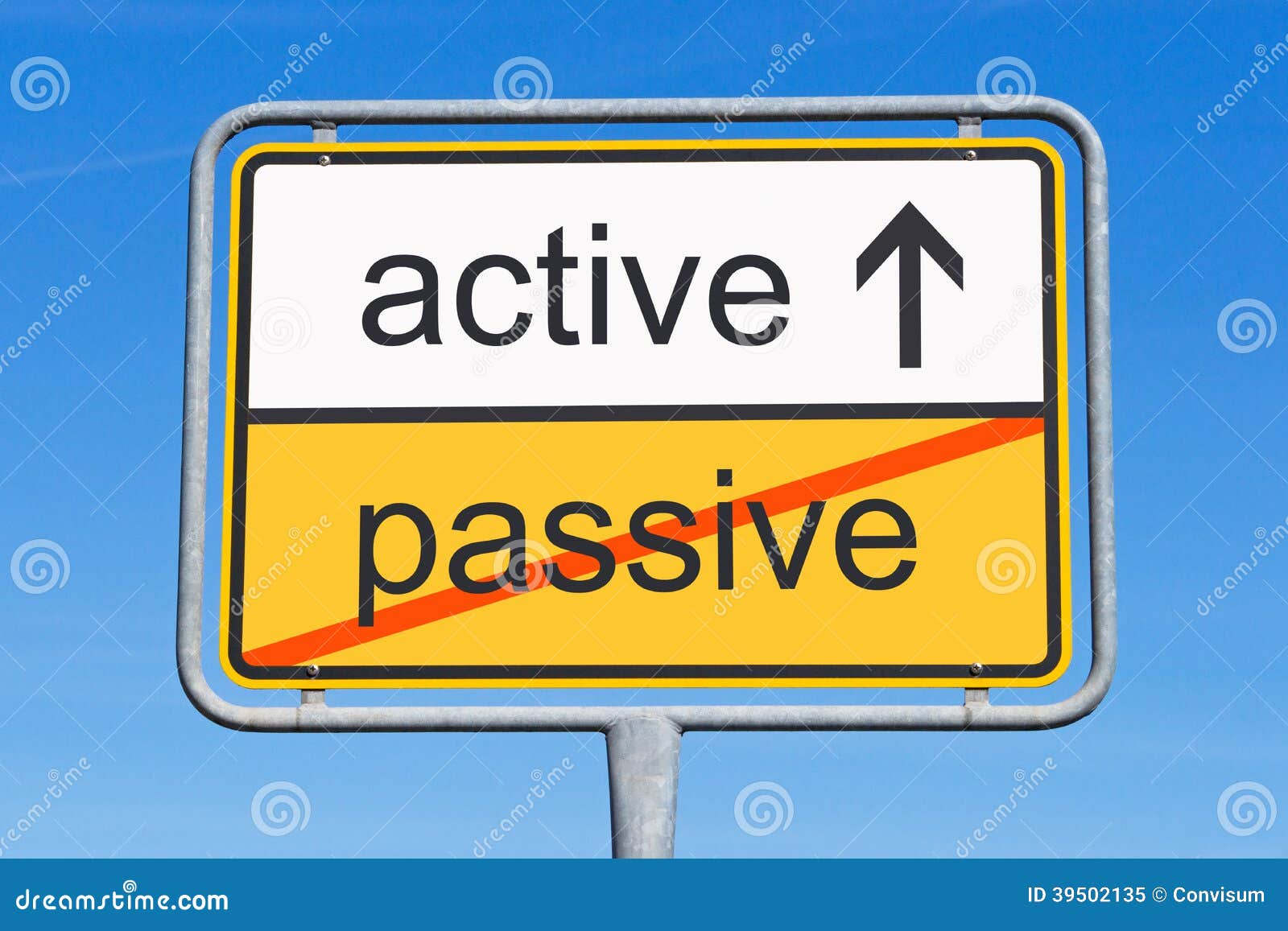 Actief in Plaats Van Passief Teken Stock Afbeelding - Image of richting ...