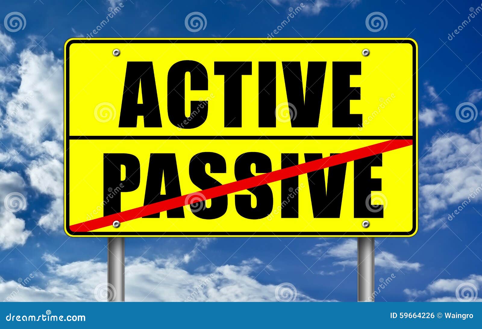 Actief tegenover Passief stock illustratie. Illustration of handeling ...