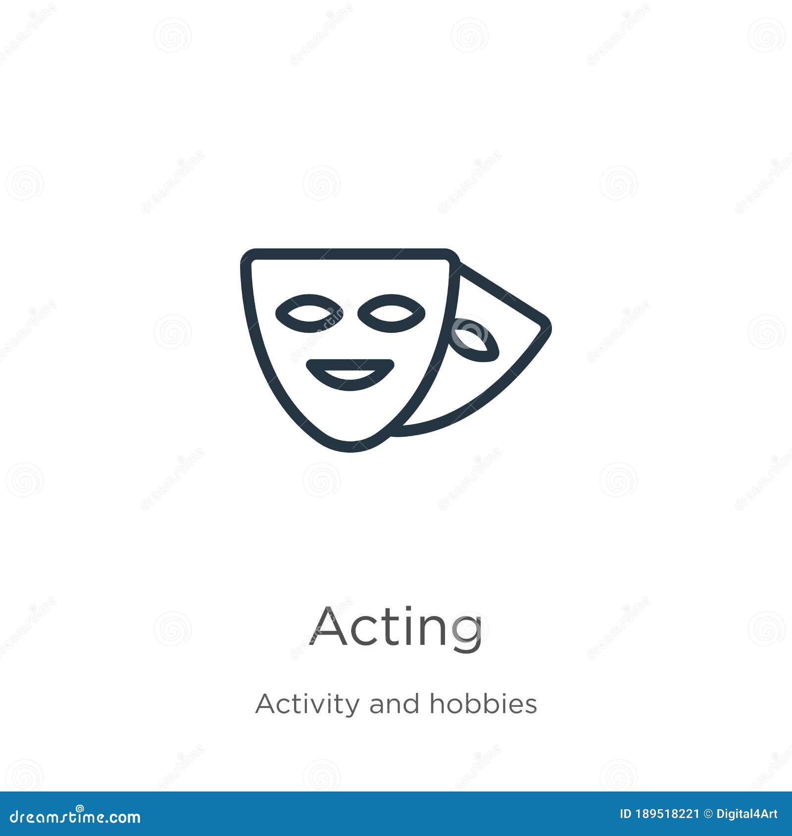 Acting Icon. Thin Linear Acting Outline Icon Isolated on White ...