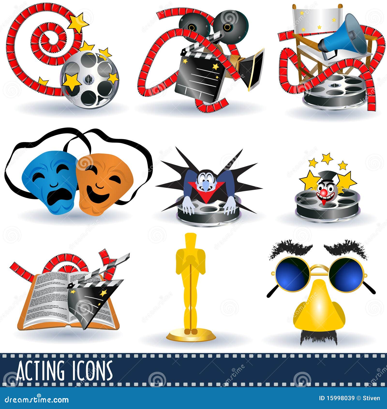 Acting icons stock vector. Illustration of mask, cinema - 15998039