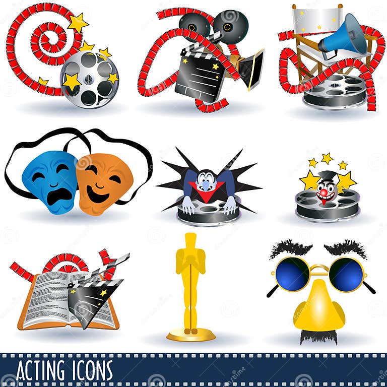 Acting icons stock vector. Illustration of mask, cinema - 15998039