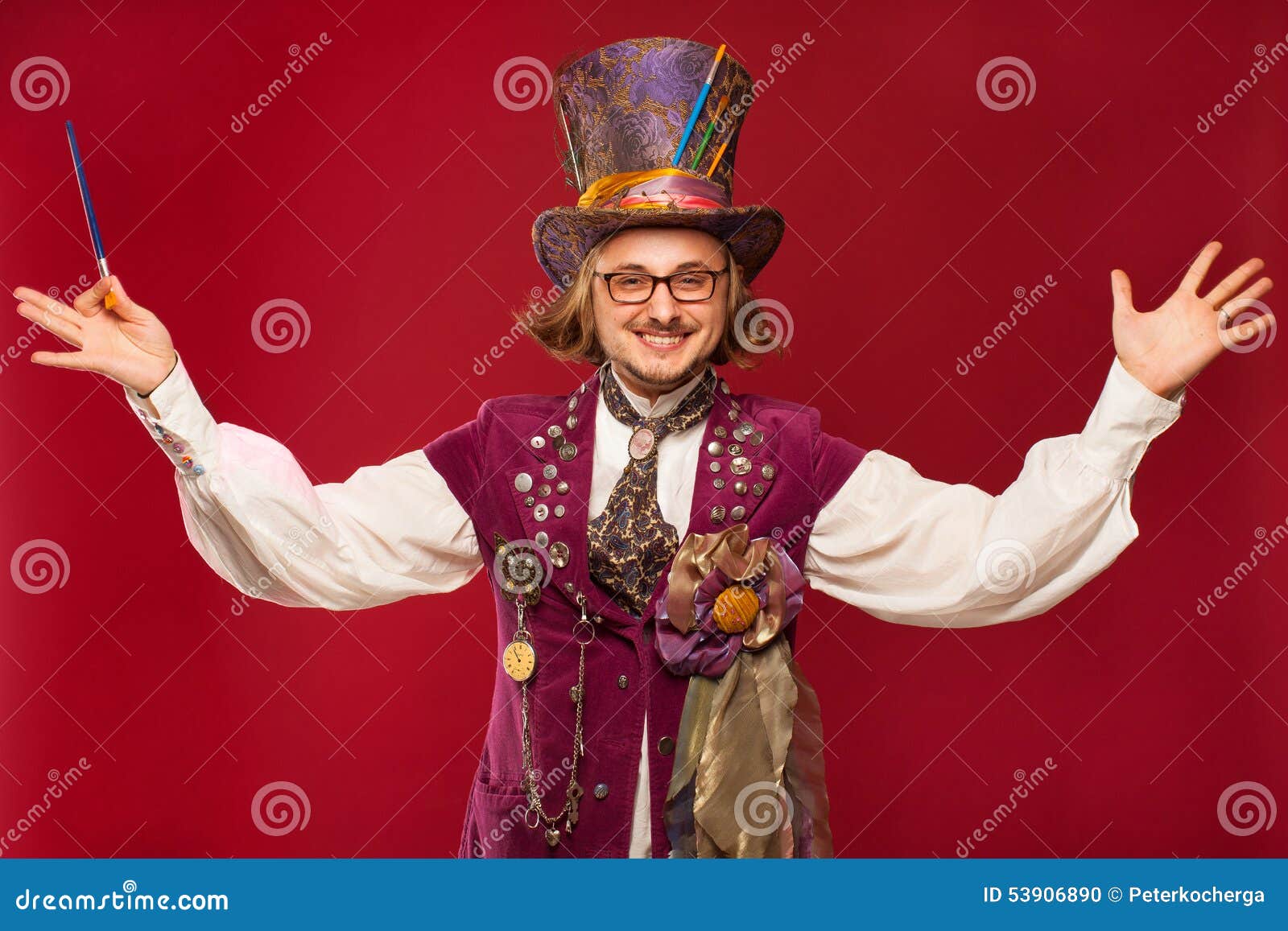 The Acting Man on Red Background Stock Photo - Image of acting, poker ...