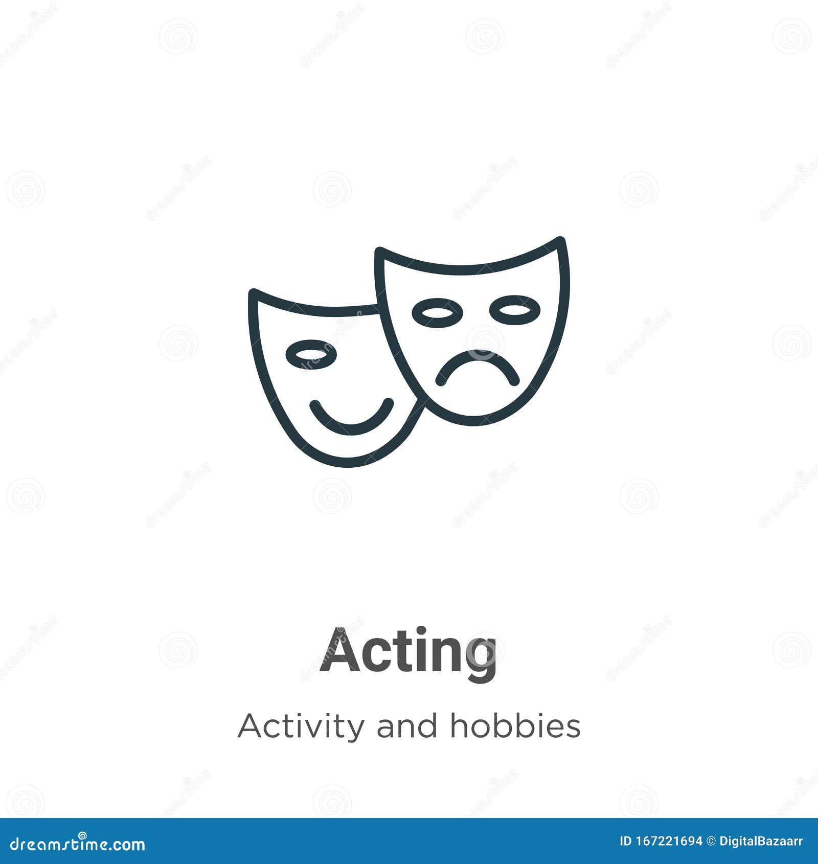 Acting Outline Vector Icon. Thin Line Black Acting Icon, Flat Vector ...