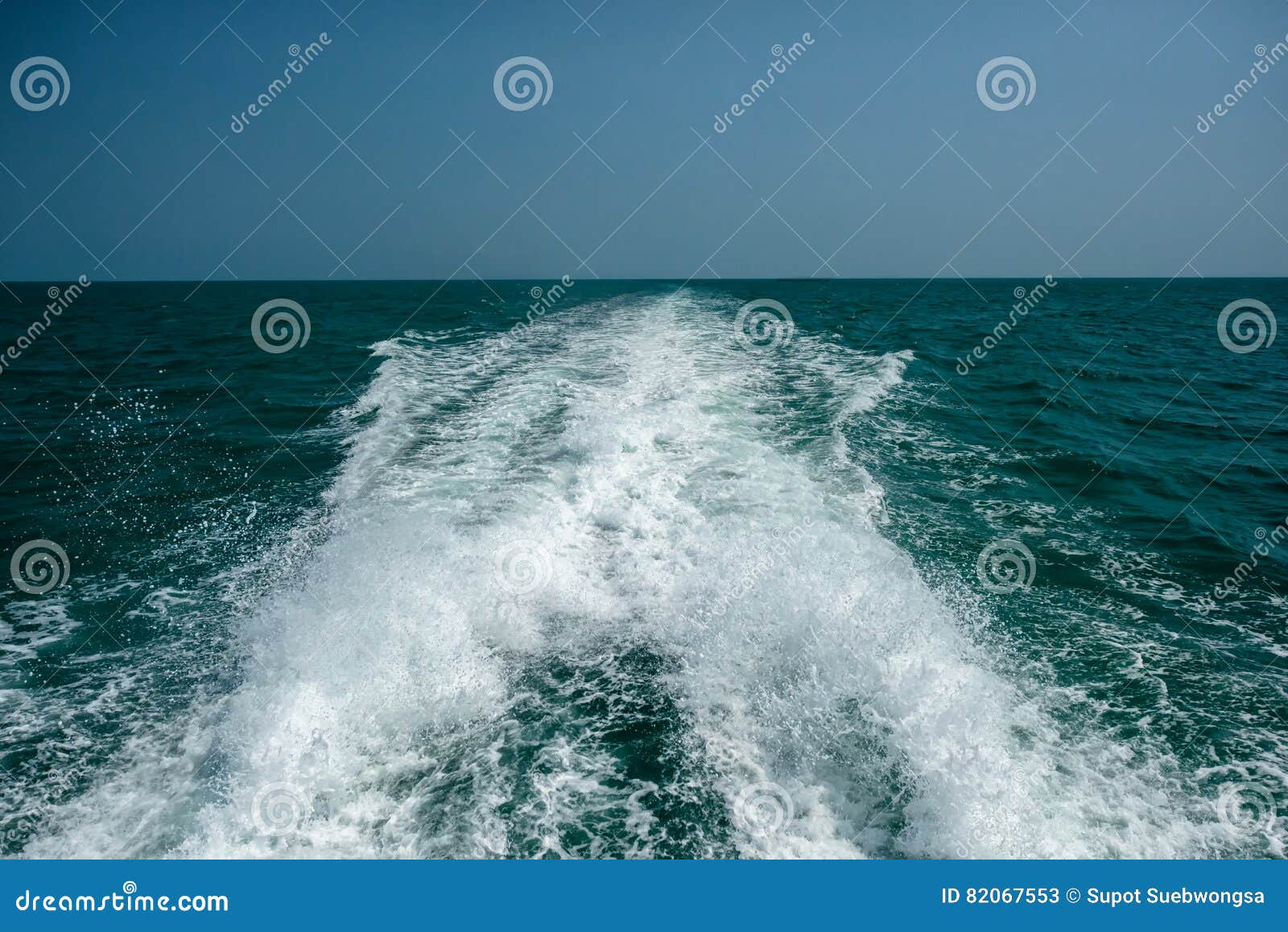 Acting Wave Behind Motor Boat at the Vast Sea Stock Image - Image of ...
