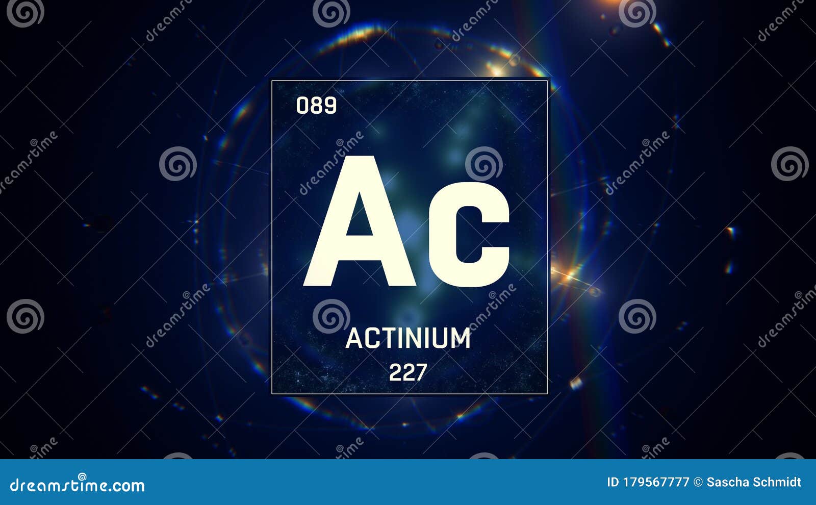Actinium As Element 89 of the Periodic Table 3D Illustration on Blue ...