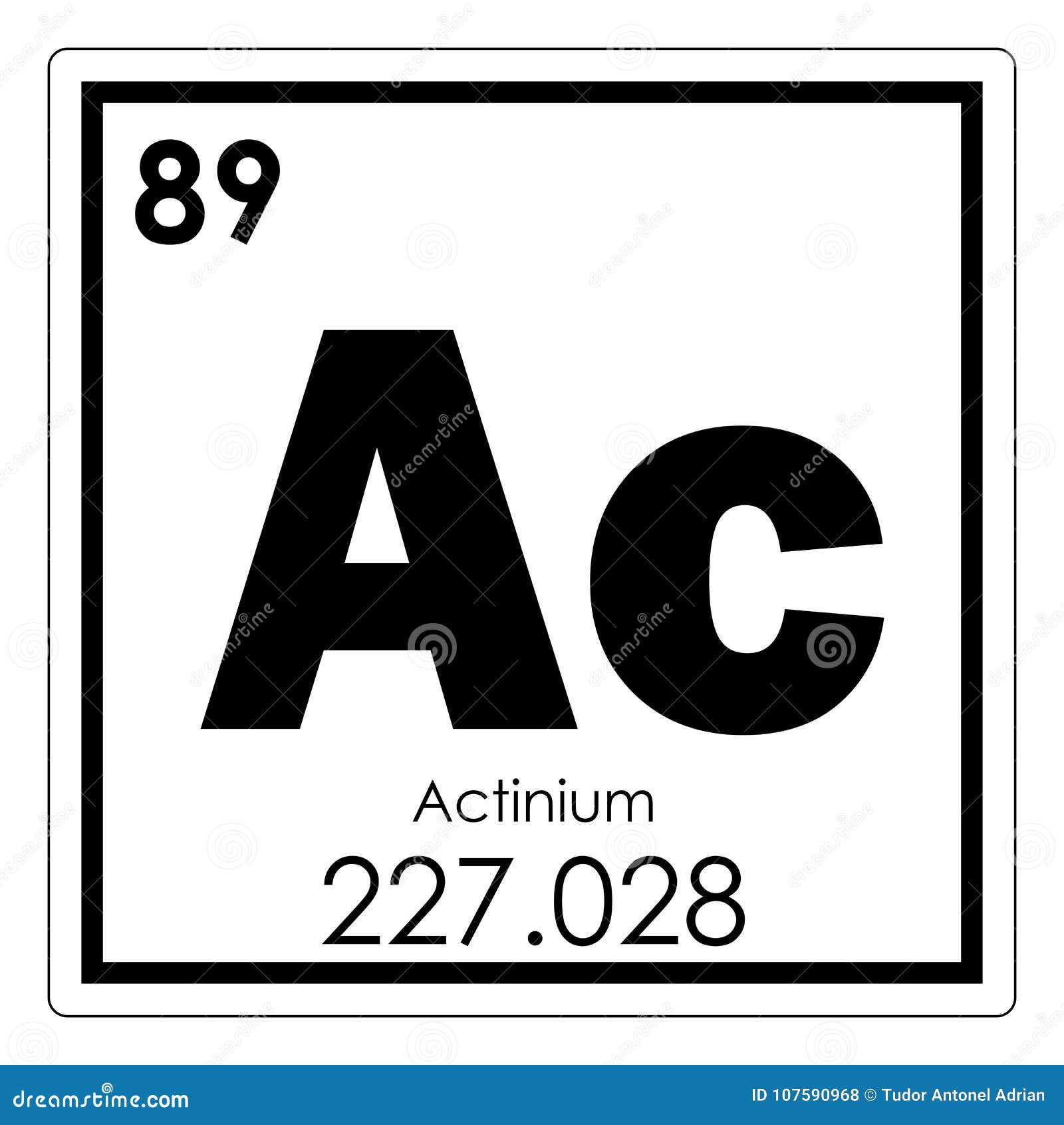 Actinium Symbol. Sign Actinium With Atomic Number And Atomic Weight. Ac ...
