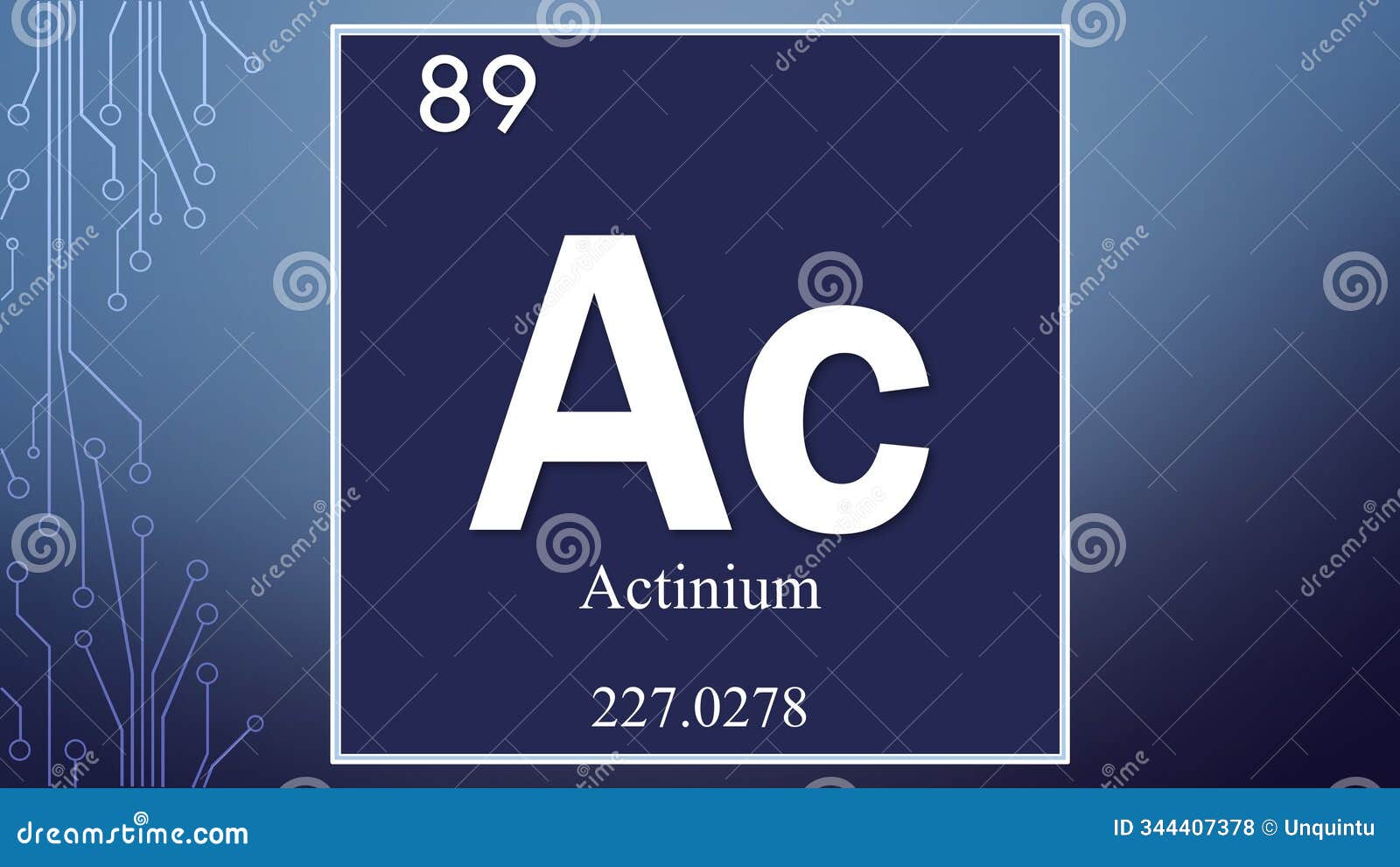 Actinium Chemical Element Symbol on Warm Blue Abstract Background Stock ...
