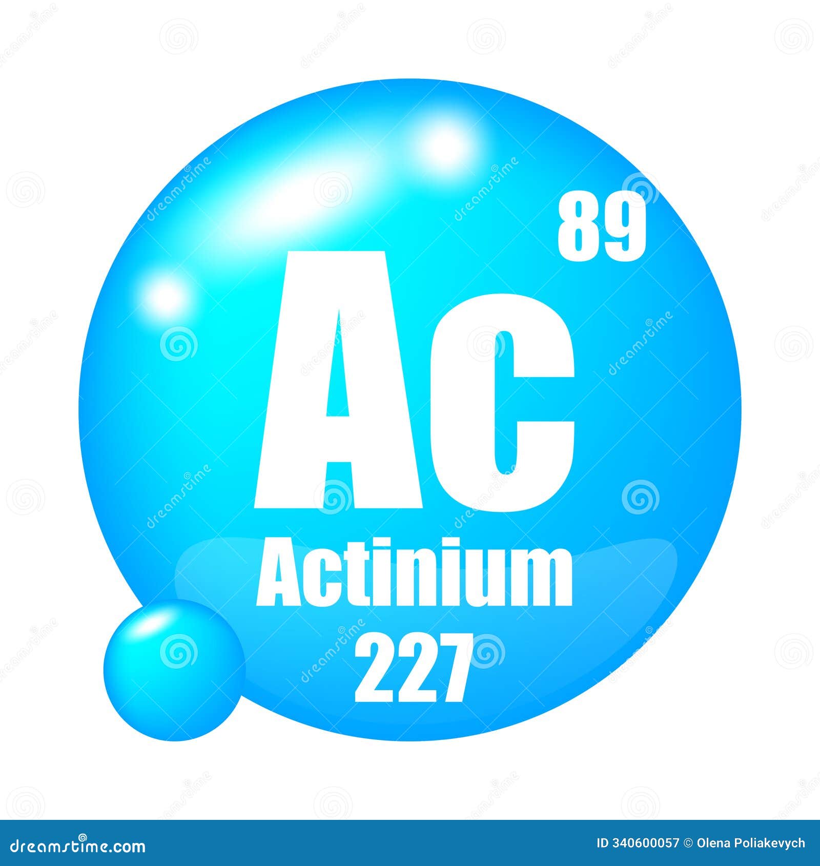 Actinium Icon. Ac Chemical Element. Atomic Number 89. Mass 227. Blue ...