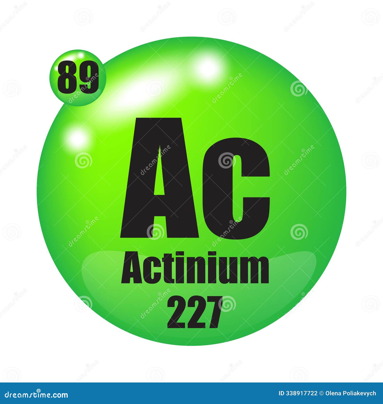 Actinium Icon. Ac Chemical Element. Atomic Number 89. Mass 227. Green ...