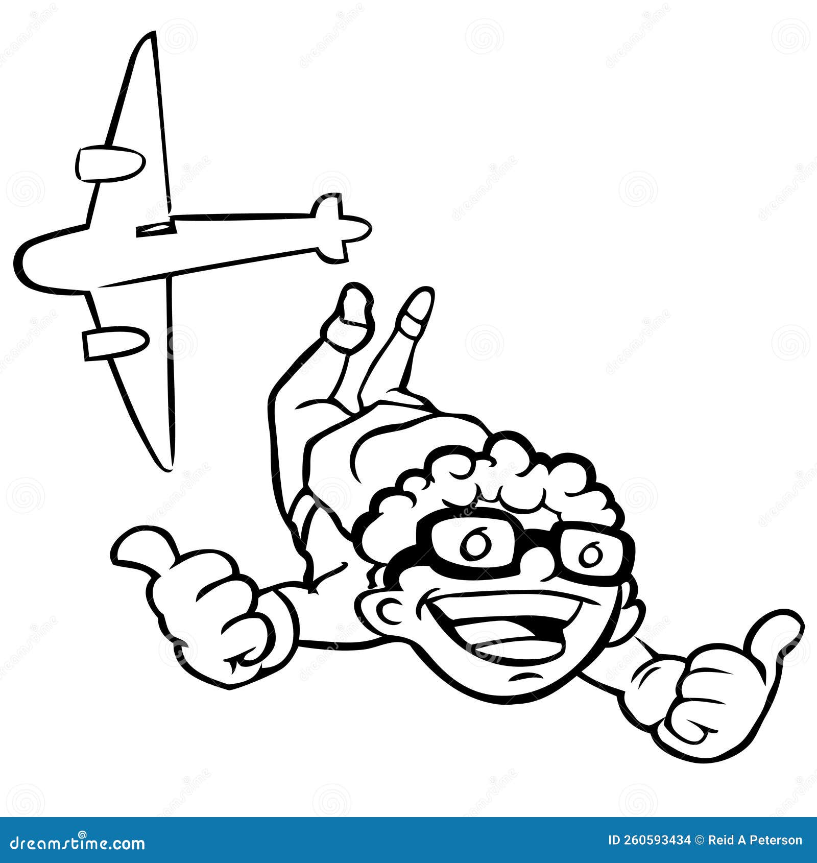 Skydiving Airplane Sky Thumbs Up Goggles Man Cartoon Stock Illustration ...