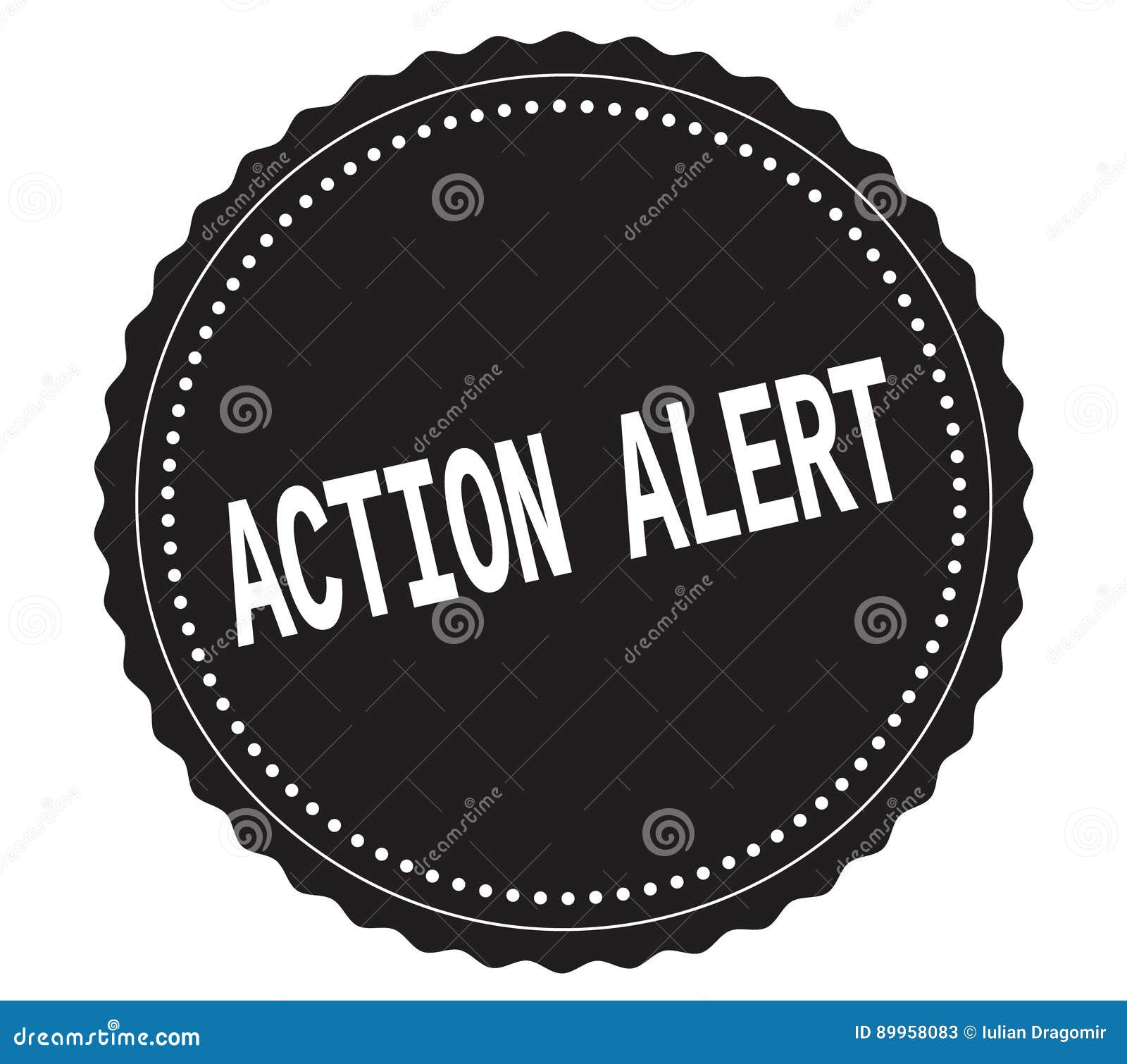 ACTION-ALERT Text, on Black Sticker Stamp. Stock Illustration ...