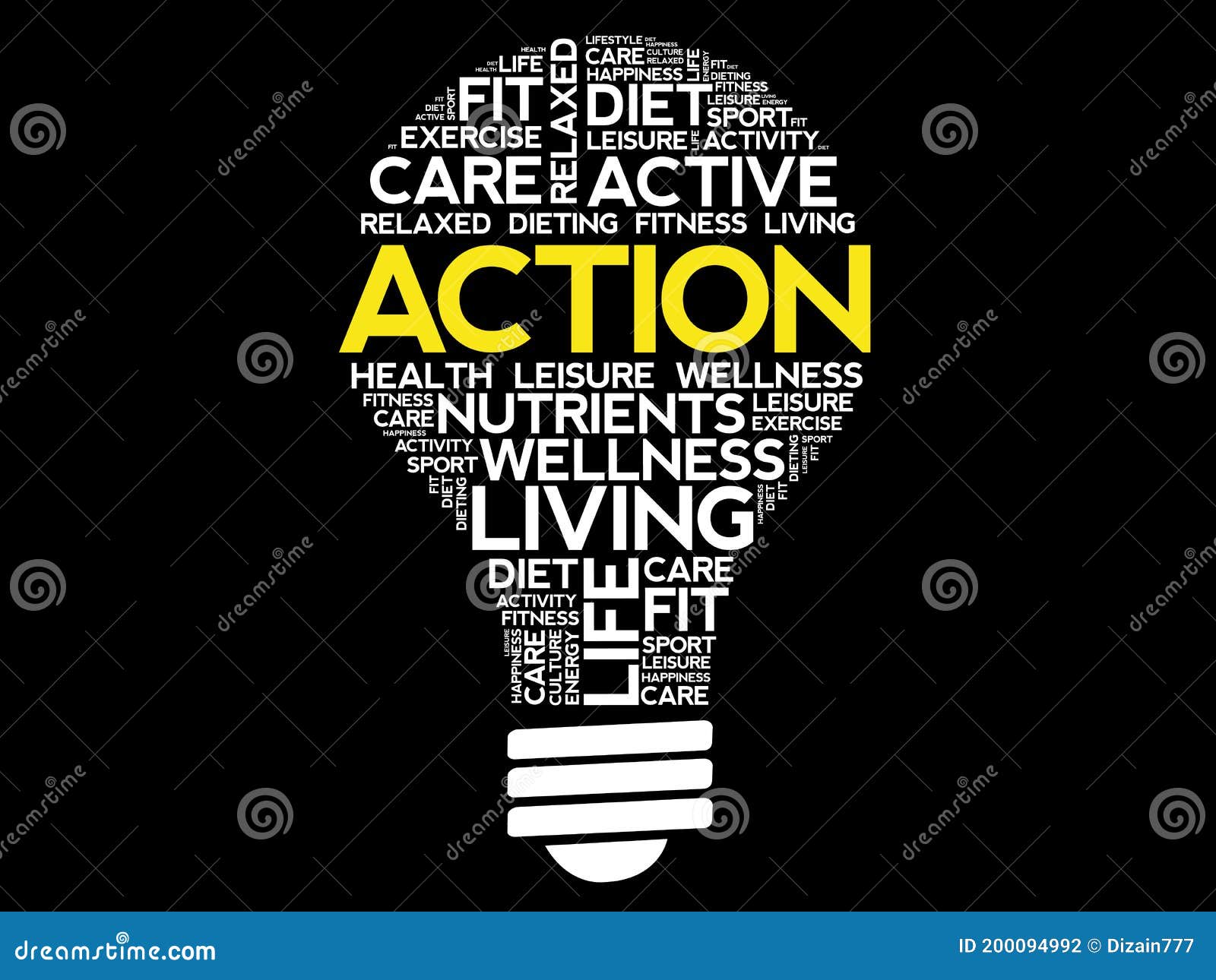 Action Bulb Word Cloud Collage Stock Illustration - Illustration of ...