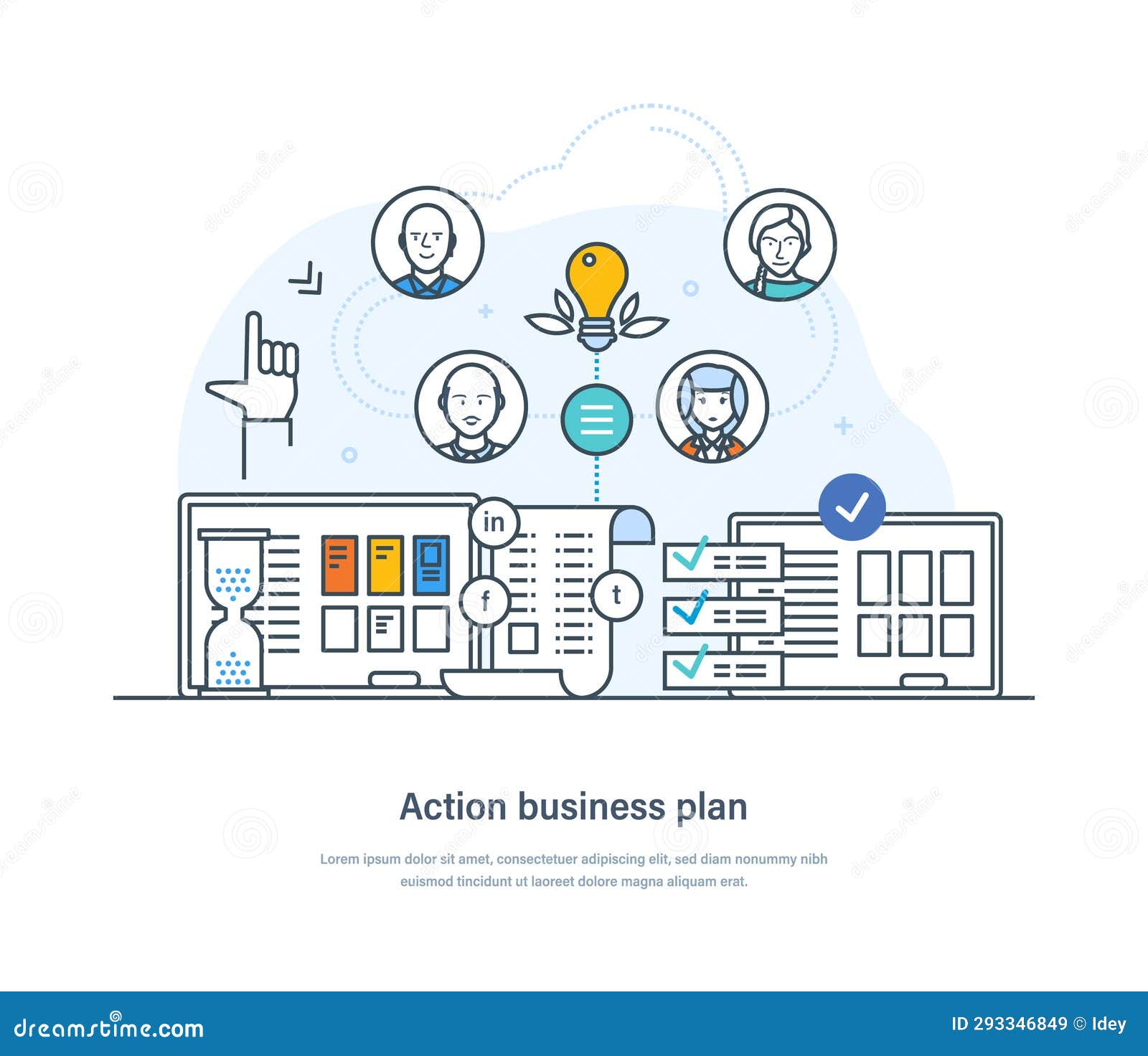 Action Business Plan Efficient Way To Reach Business Goals Stock Vector ...