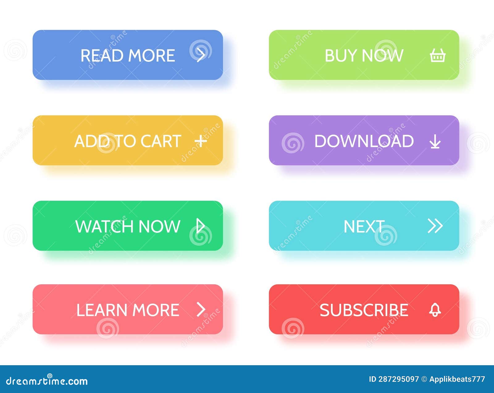 Action Button Set. Rounded Vector Continue Navigation Web Element Stock Vector - Illustration of ...
