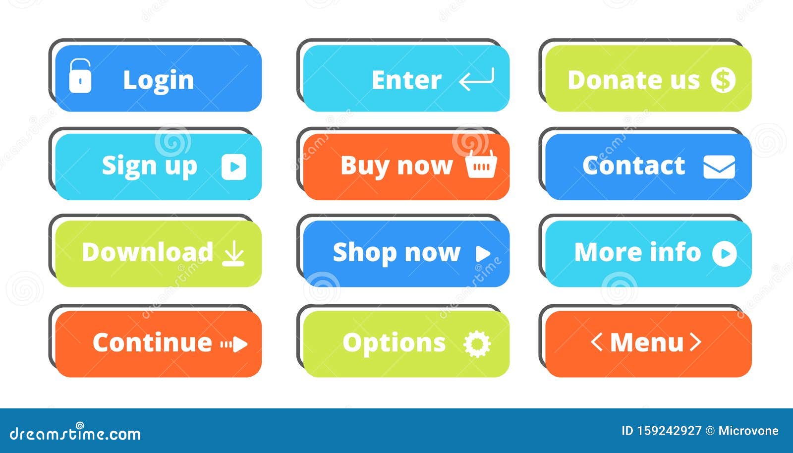 Action Buttons Set. Vector Flat Web Buttons Design Stock Vector ... Action Buttons Set. Vector Flat Web Buttons Design Stock Vector ...