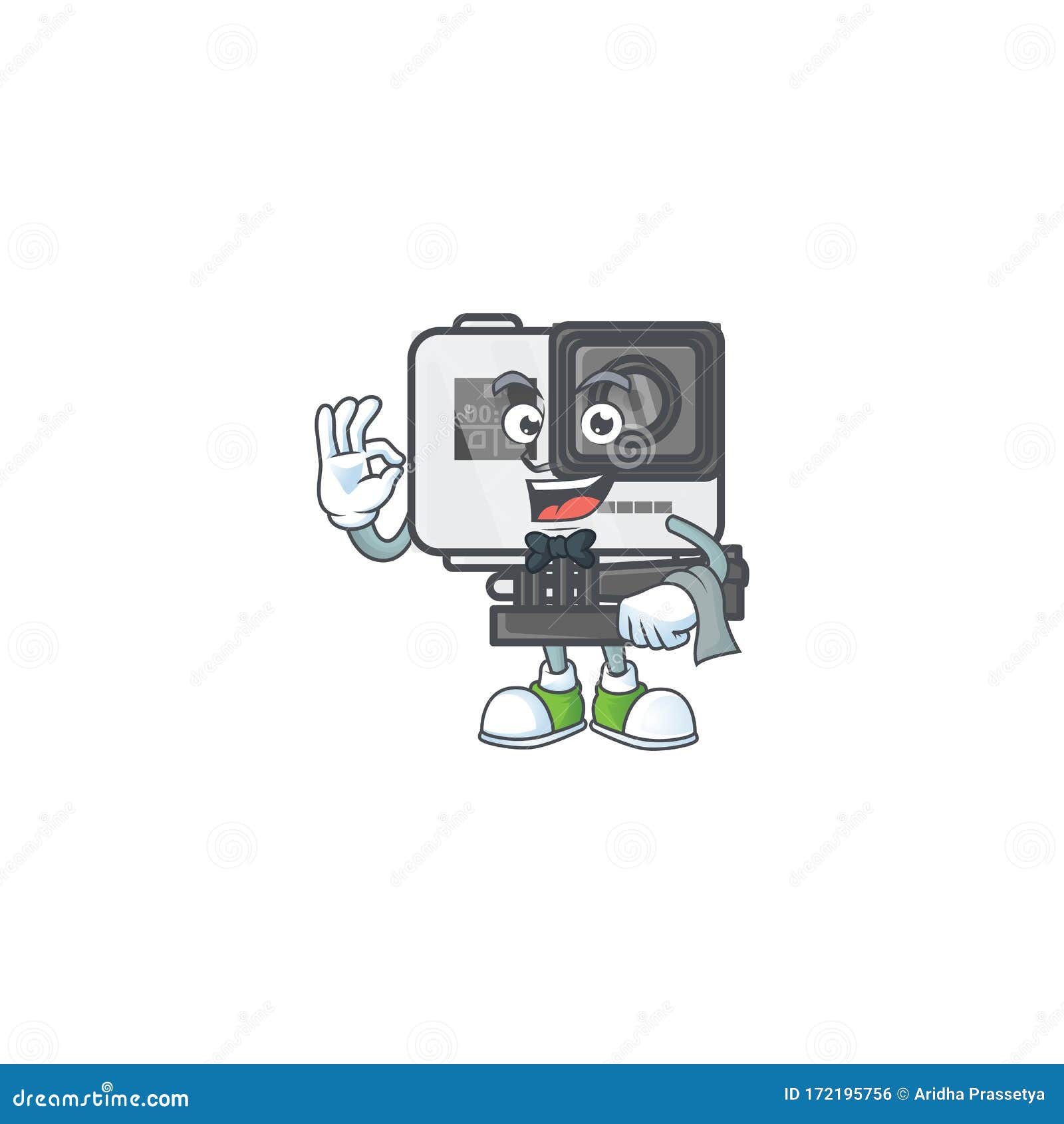 A Action Camera Cartoon Mascot Working As a Waiter Stock Vector ...