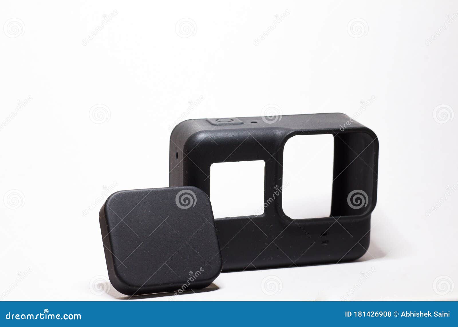 Action Camera Cover Case, White Background with Space for Text Stock ...