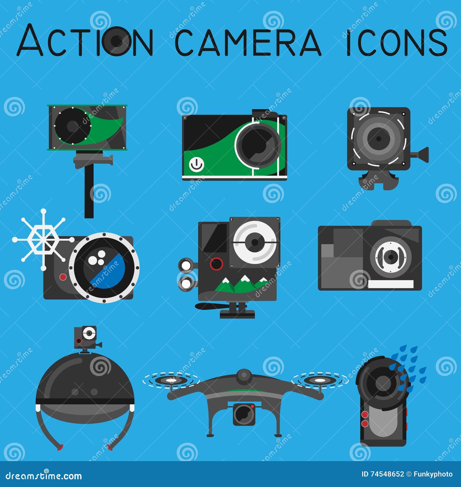 Action Camera Icons Vector Set Flat Style Stock Vector - Illustration ...