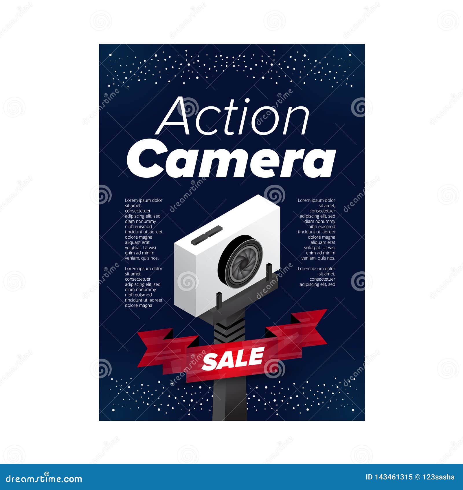 Action Camera on the Monopod. Ad Banner Design Stock Vector ...