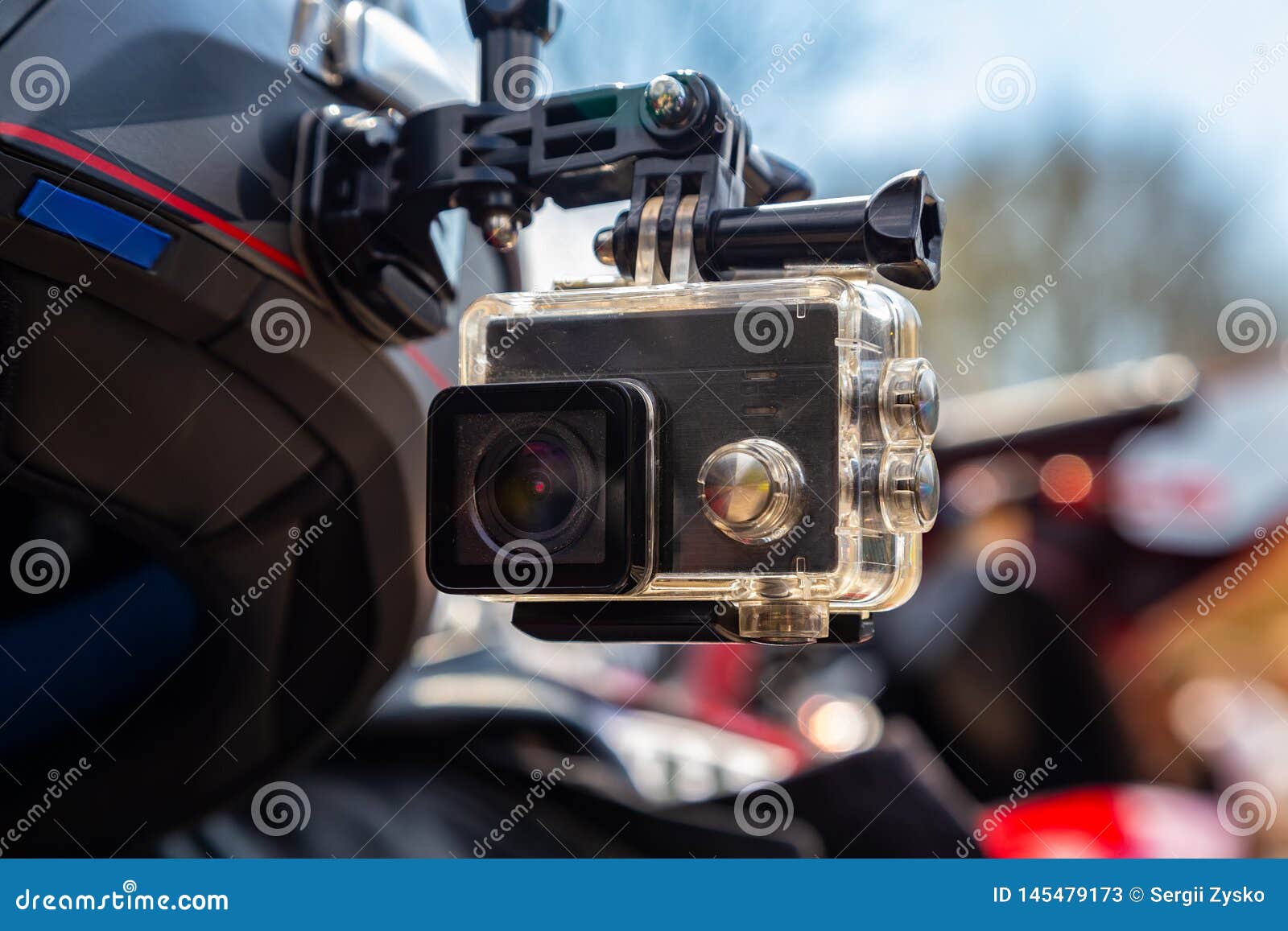 Action Camera on a Motorcycle Rider`s Helmet Stock Image - Image of ...
