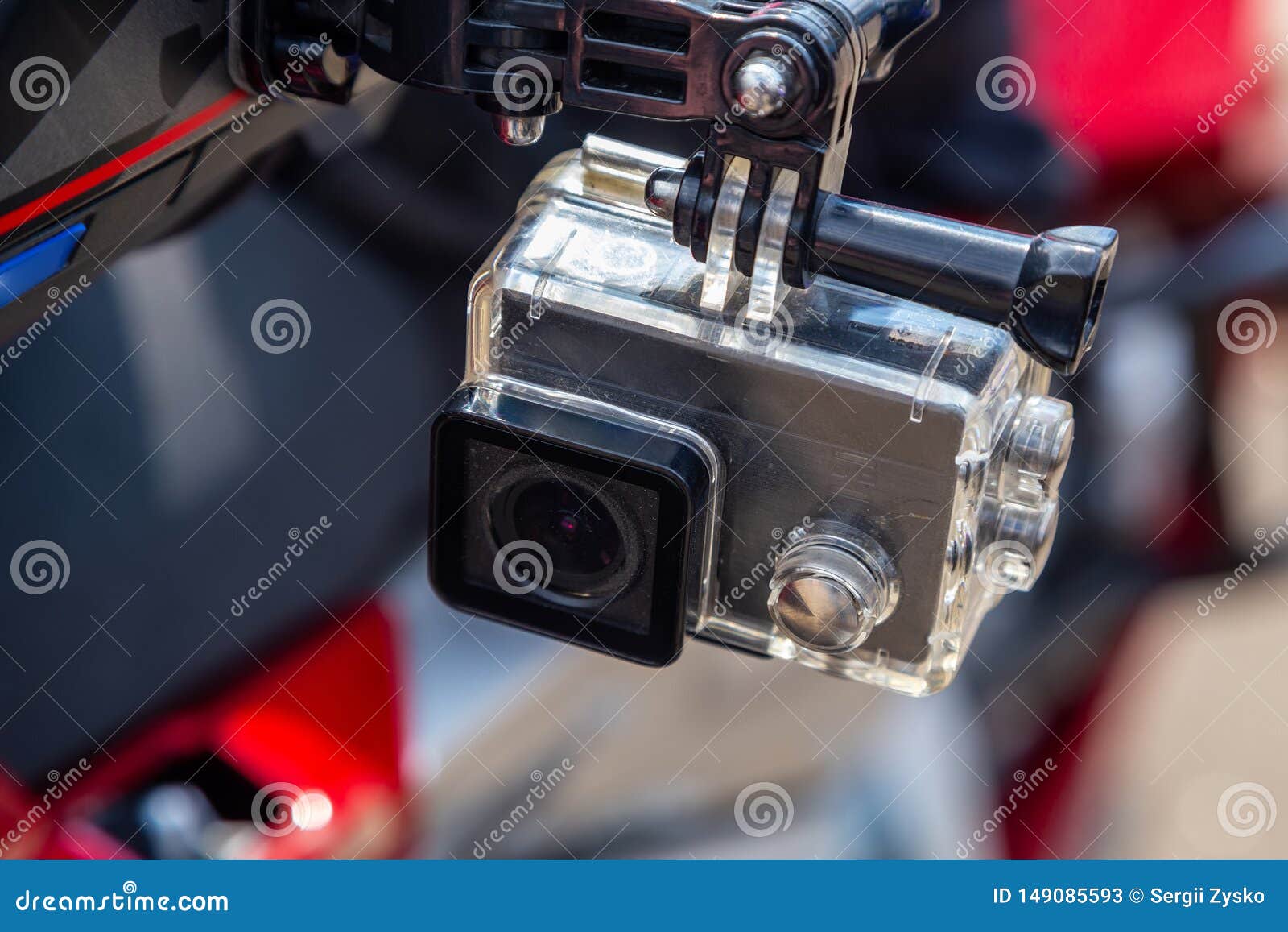 Action Camera on a Motorcycle Rider`s Helmet Stock Image - Image of ...