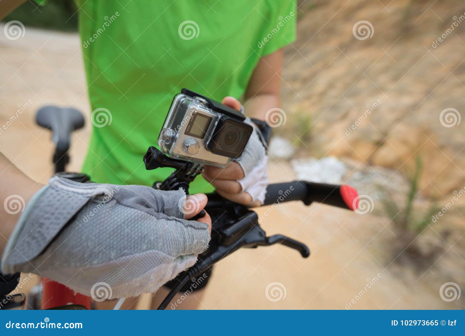 Camera Mounted on Mountain Bike Stock Image - Image of black, bicycle ...