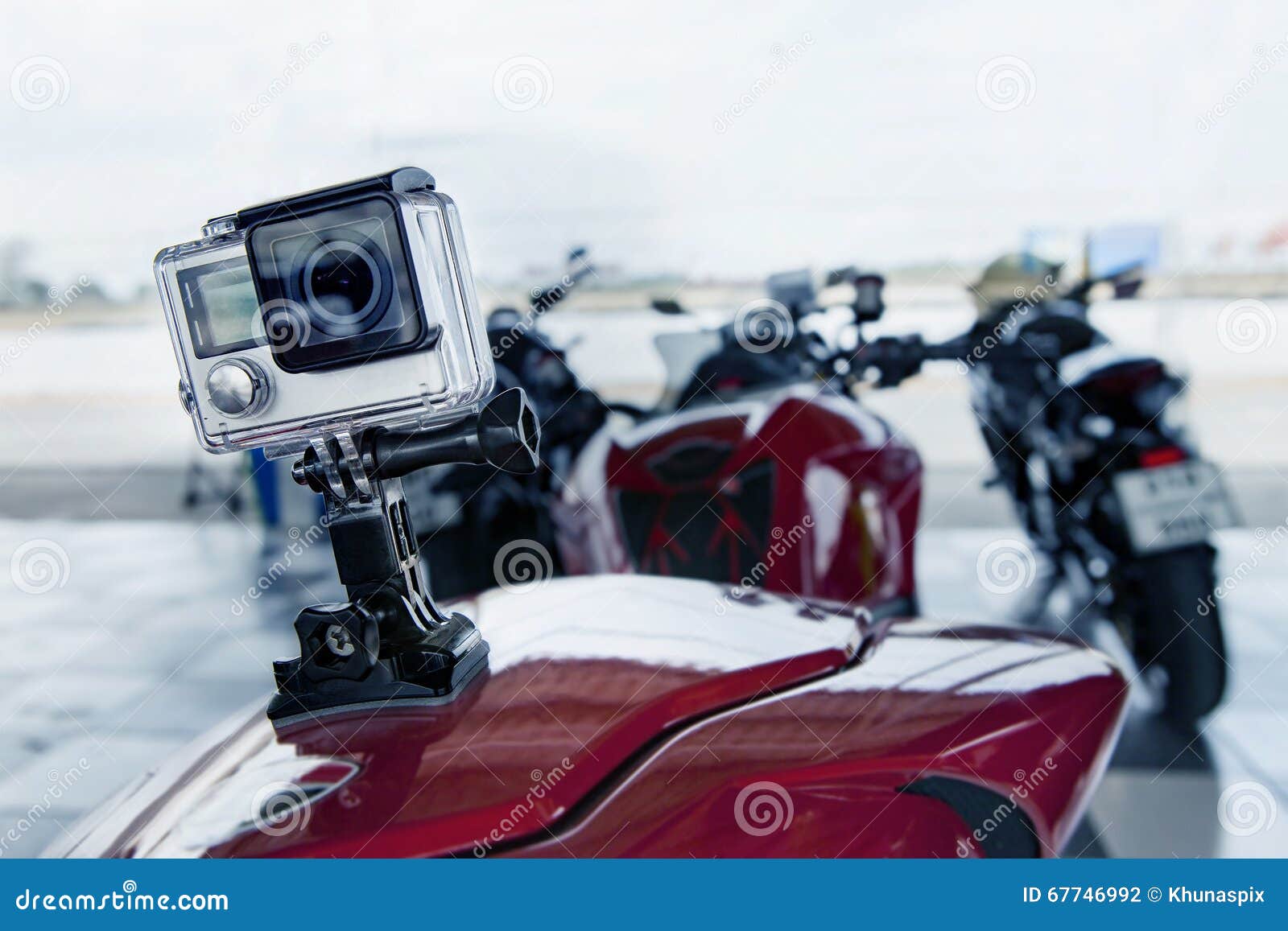 Action Camera Spot Mounted on Rear of Sport Motorcycle Stock Photo ...