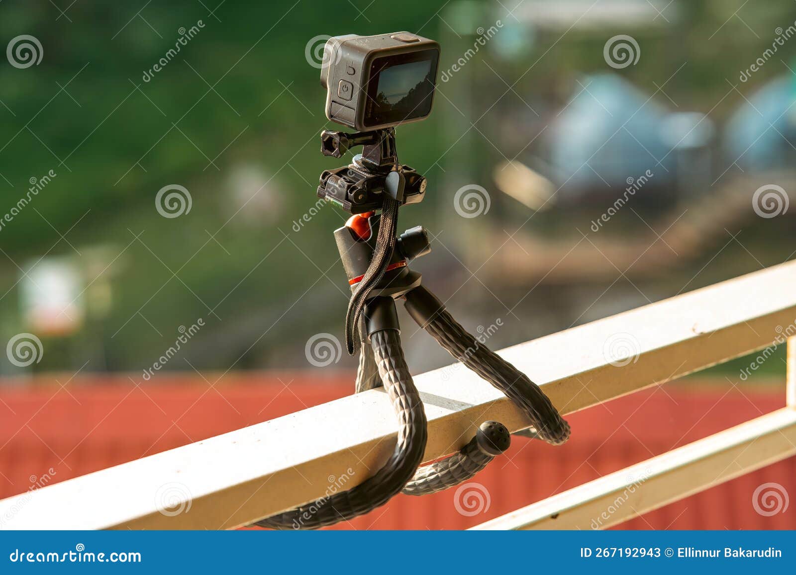 Action Camera on Tripod Capturing Time-lapsed Video Stock Image - Image ...