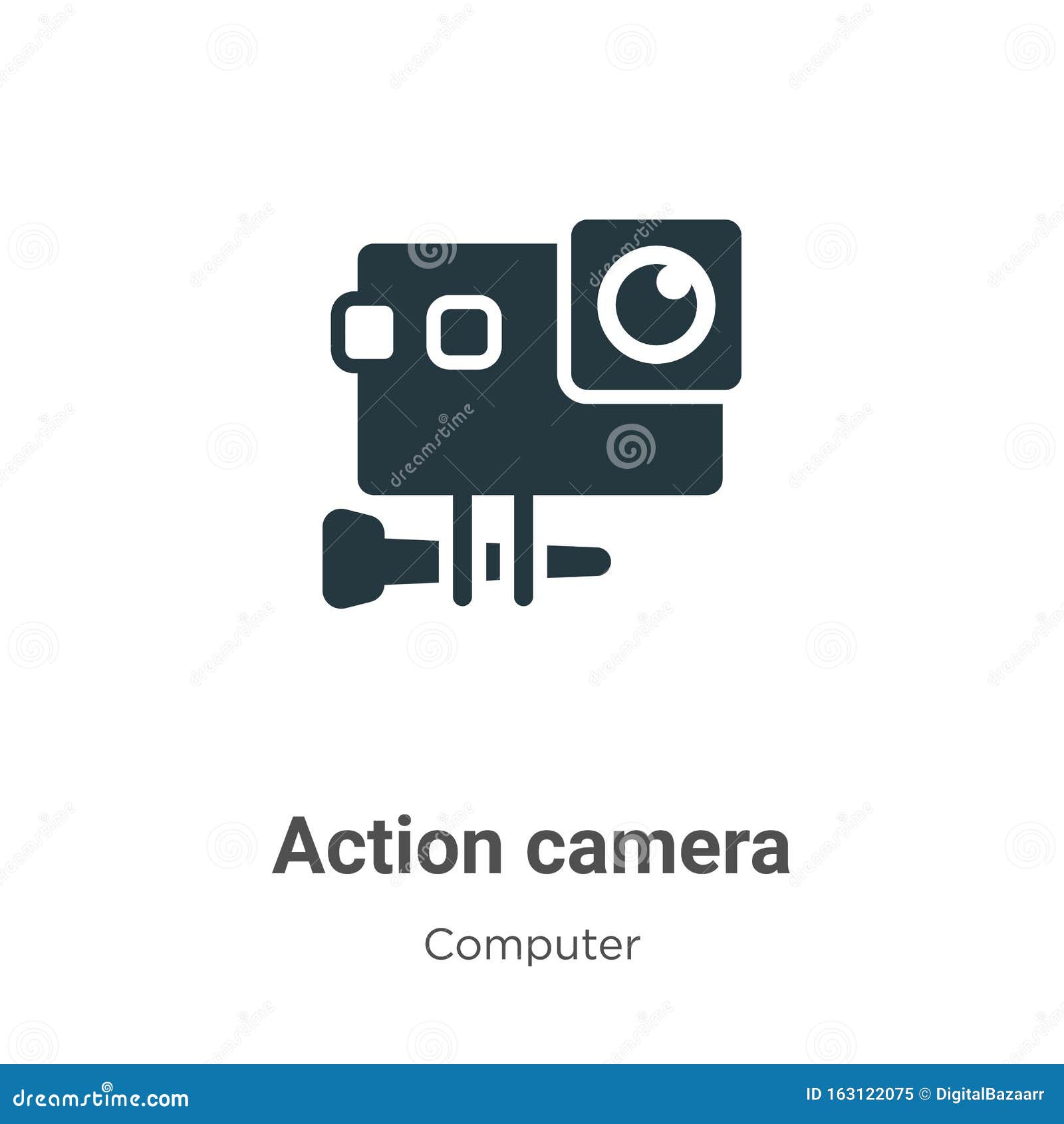Action Camera Vector Icon on White Background. Flat Vector Action ...