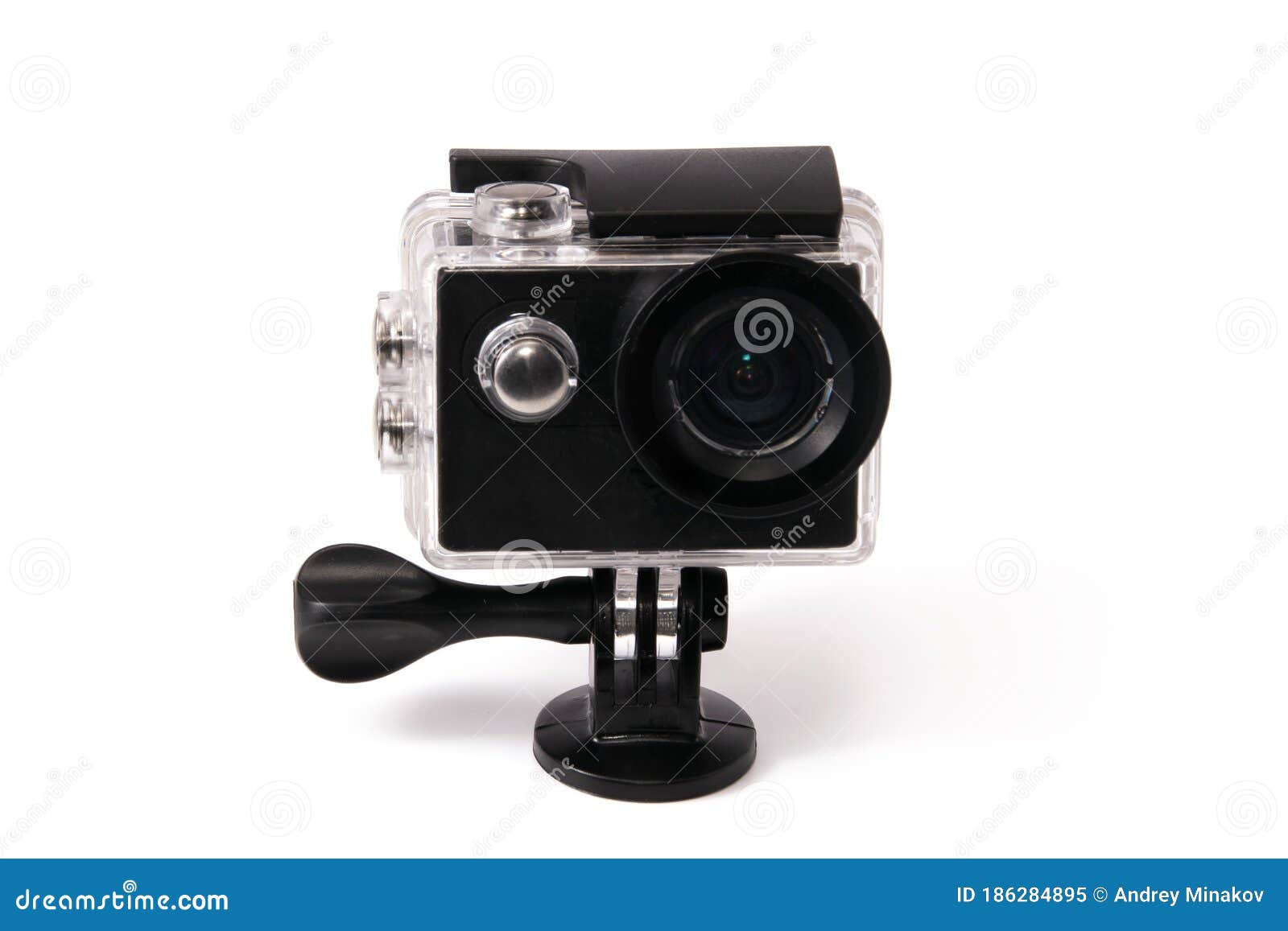 Action Camera in a Waterproof Box Isolated Stock Image - Image of ...