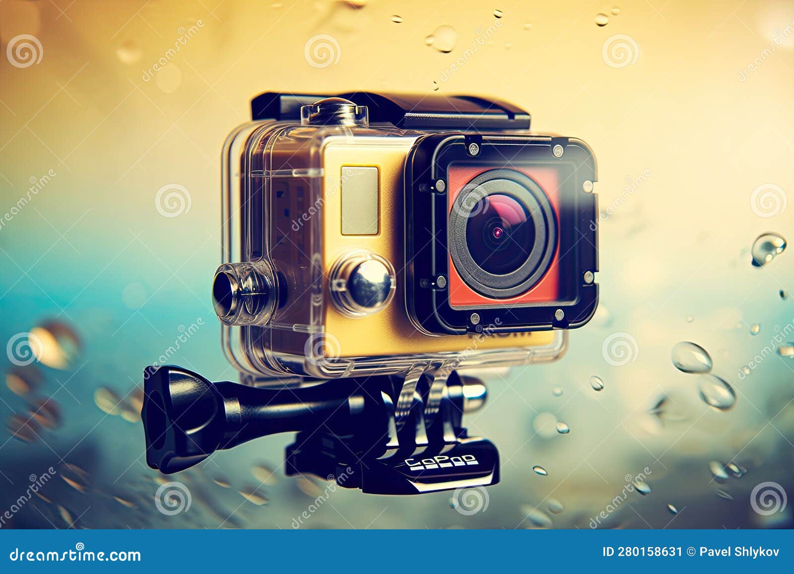 Action Camera in Waterproof Case Stock Illustration - Illustration of ...
